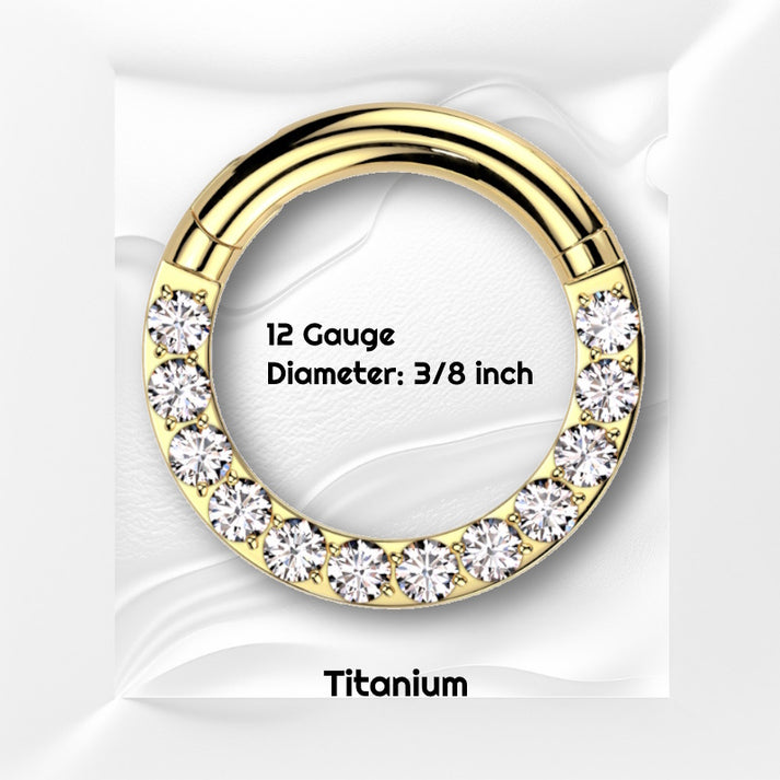 Titanium 12 Gauge Septum Ring - Gold Finish & Cubic Zirconia's – Rock ...
